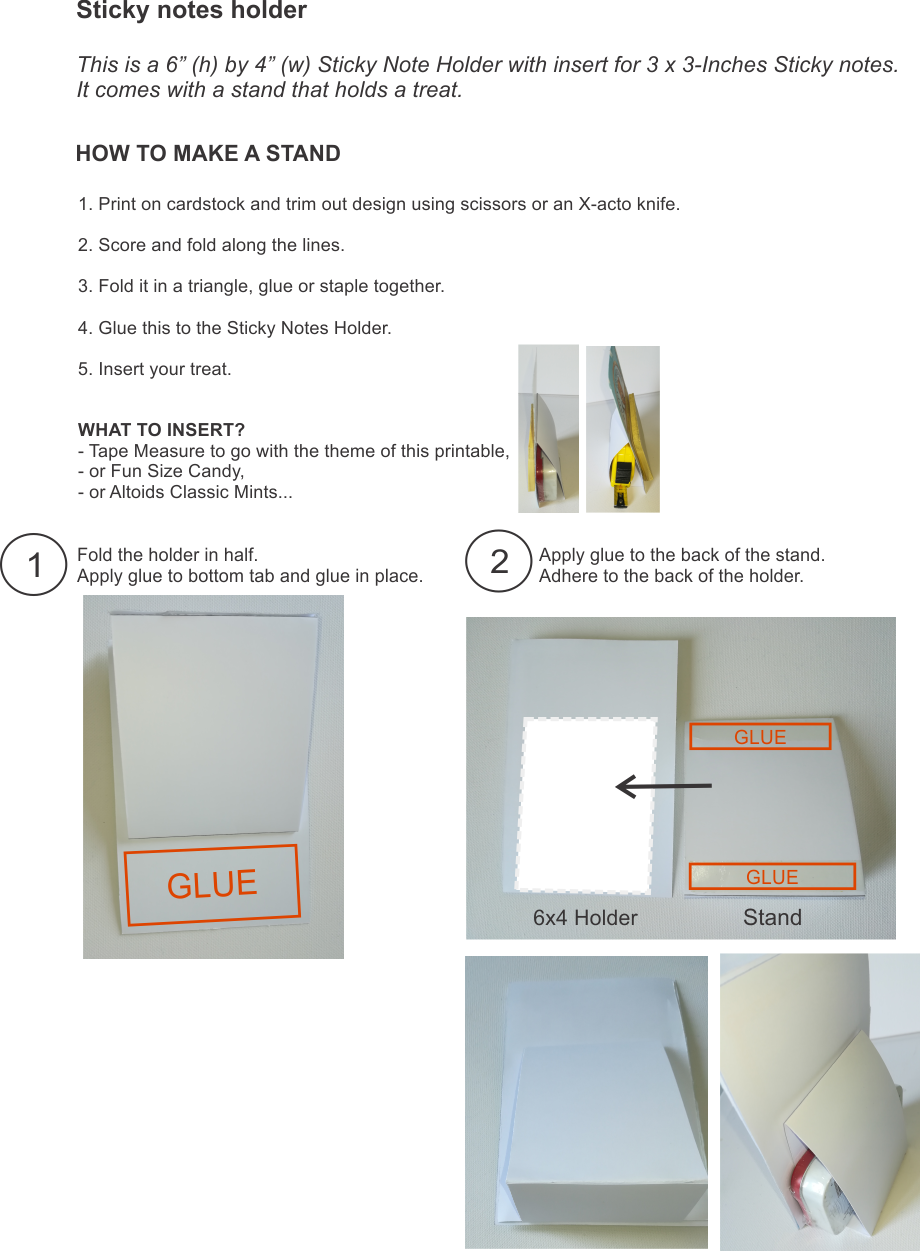 Printable Sticky Notes Holder a stand